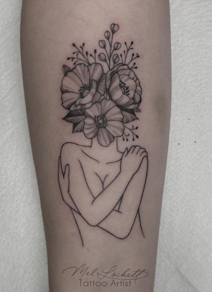 Fine Line, Linework tattoo by Mel Lockett